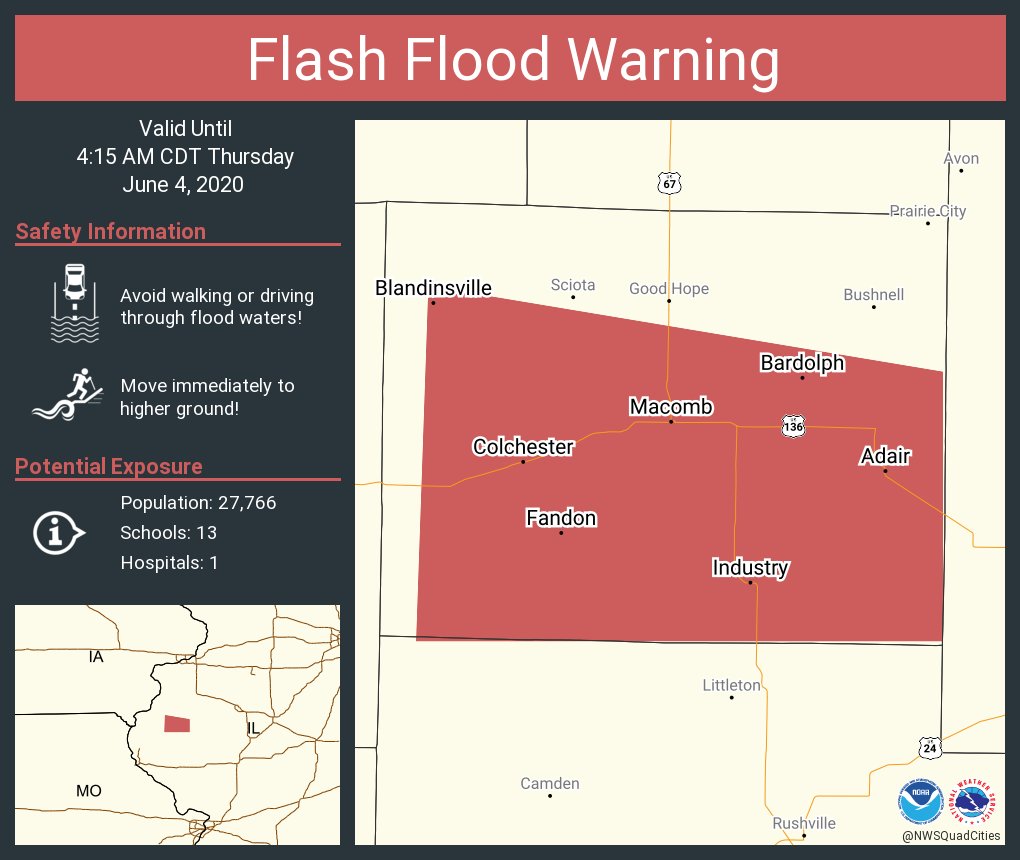Flash Flood Warning including Macomb IL, Colchester IL, Blandinsville ...