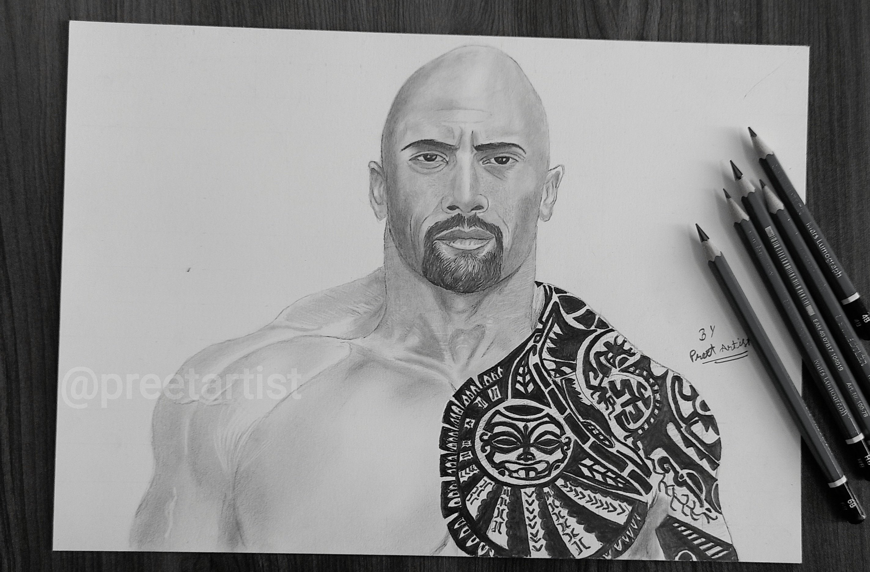 Dwayne Johnson Drawing Dwayne "The Rock" Johnson Darren Ross Artist