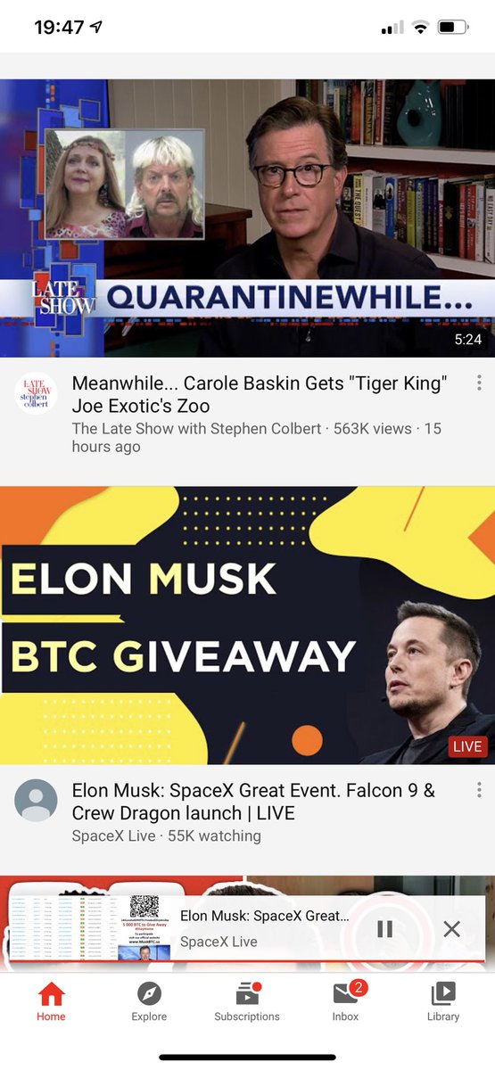 Nice job recommending an “⁦elonmusk⁩” Bitcoin scam in my home screen ...