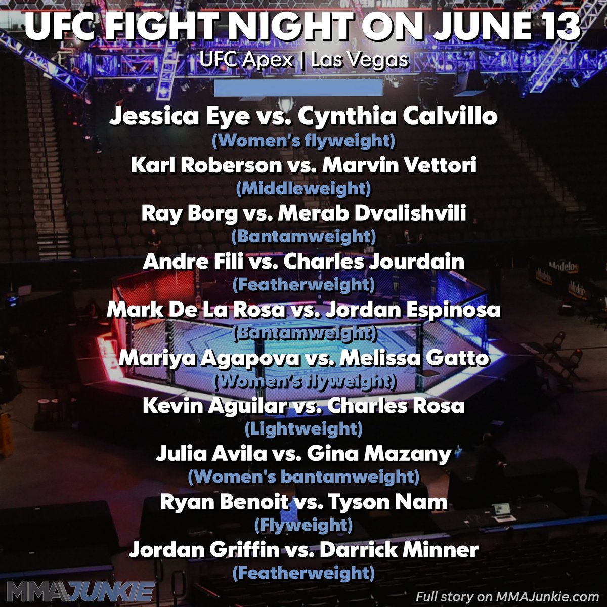 The finalized lineup for UFC's June 13 fight card has been announced ...