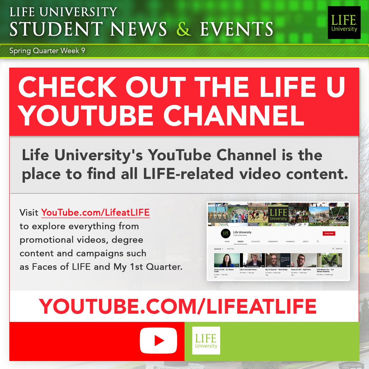 Social Media Hub – Living at Life University
