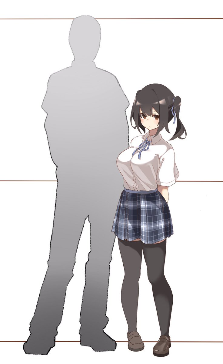 「きー子さんの低身長クール爆乳jk羽澄ちゃんイメージで 身長差描くの楽しい 」 みこ♂のイラスト