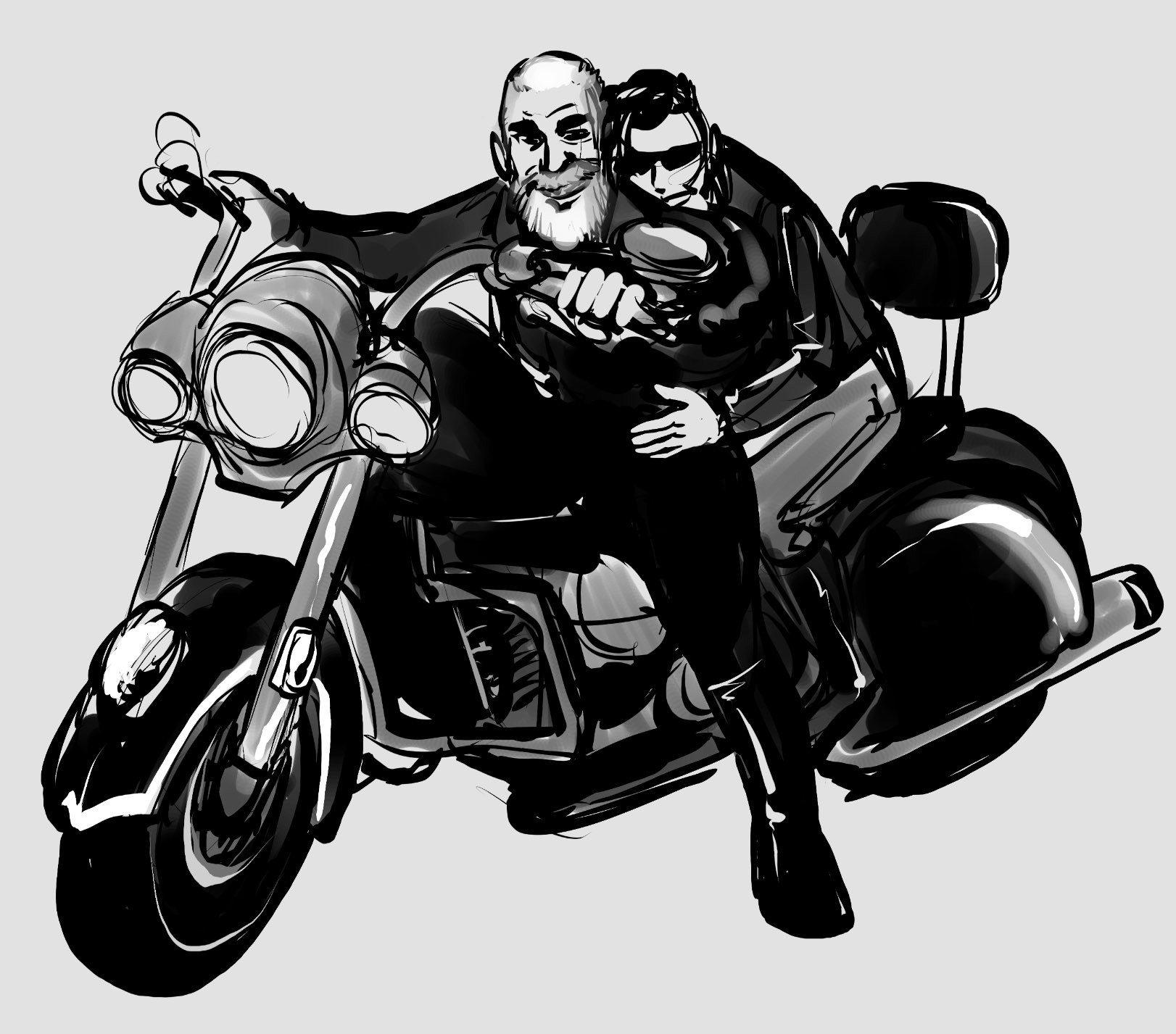 Overloaded Motorcycle Cartoon