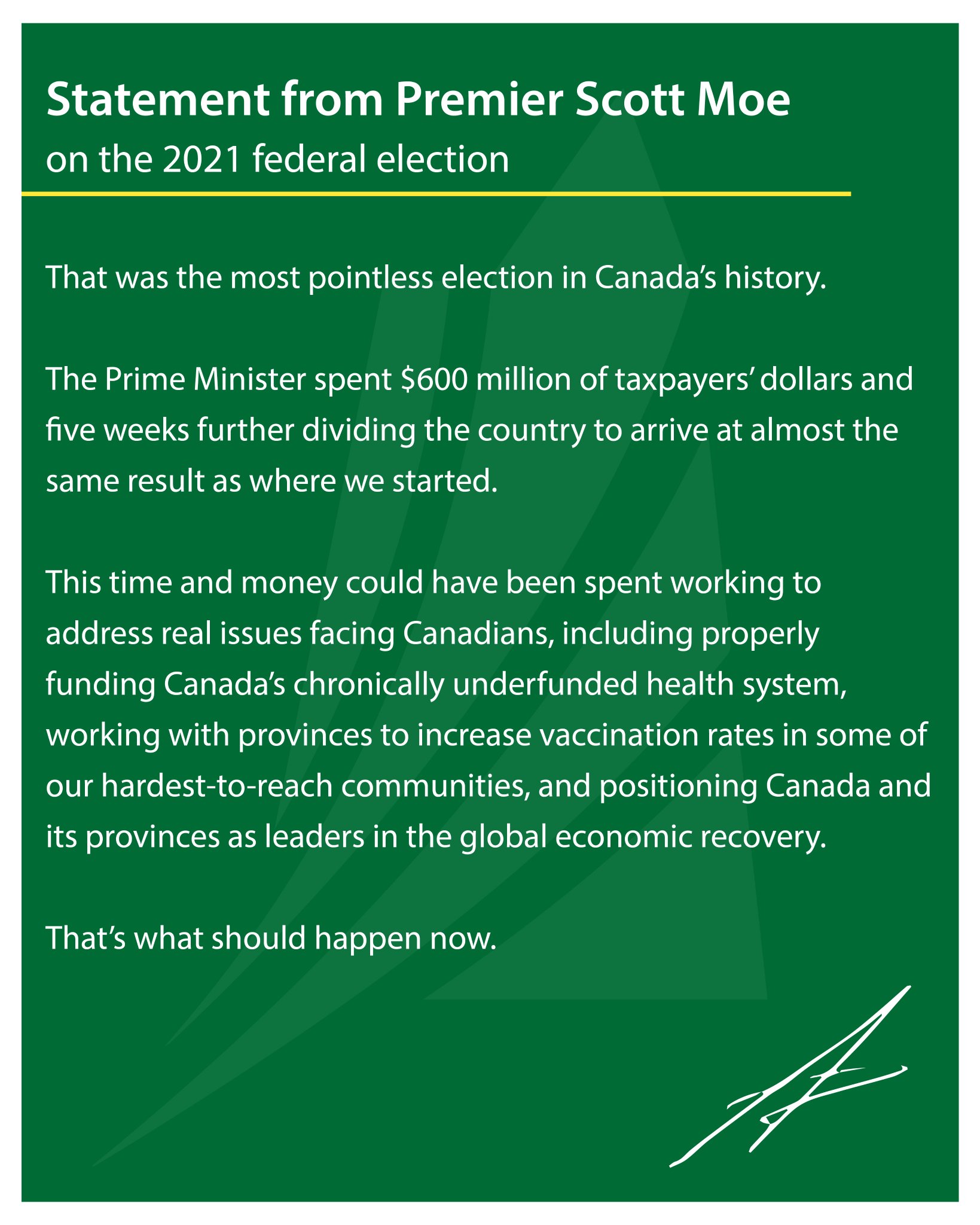 Scott Moe On Twitter After The Most Pointless Election In Canadian