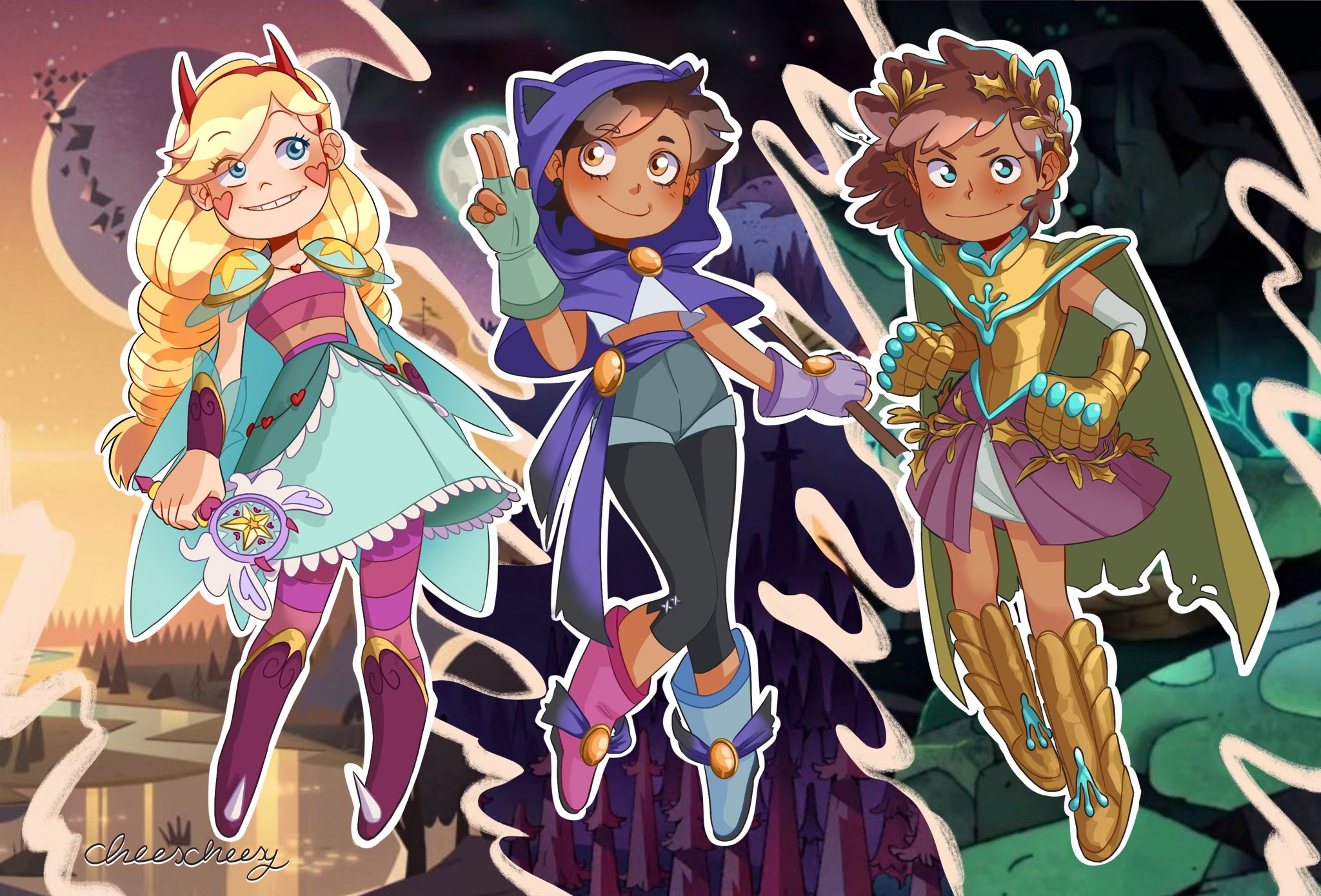•Cheese• on Twitter: "disney isekai girls! 👑👊🏼 #svtfoe #toh #amphibia #crossover…