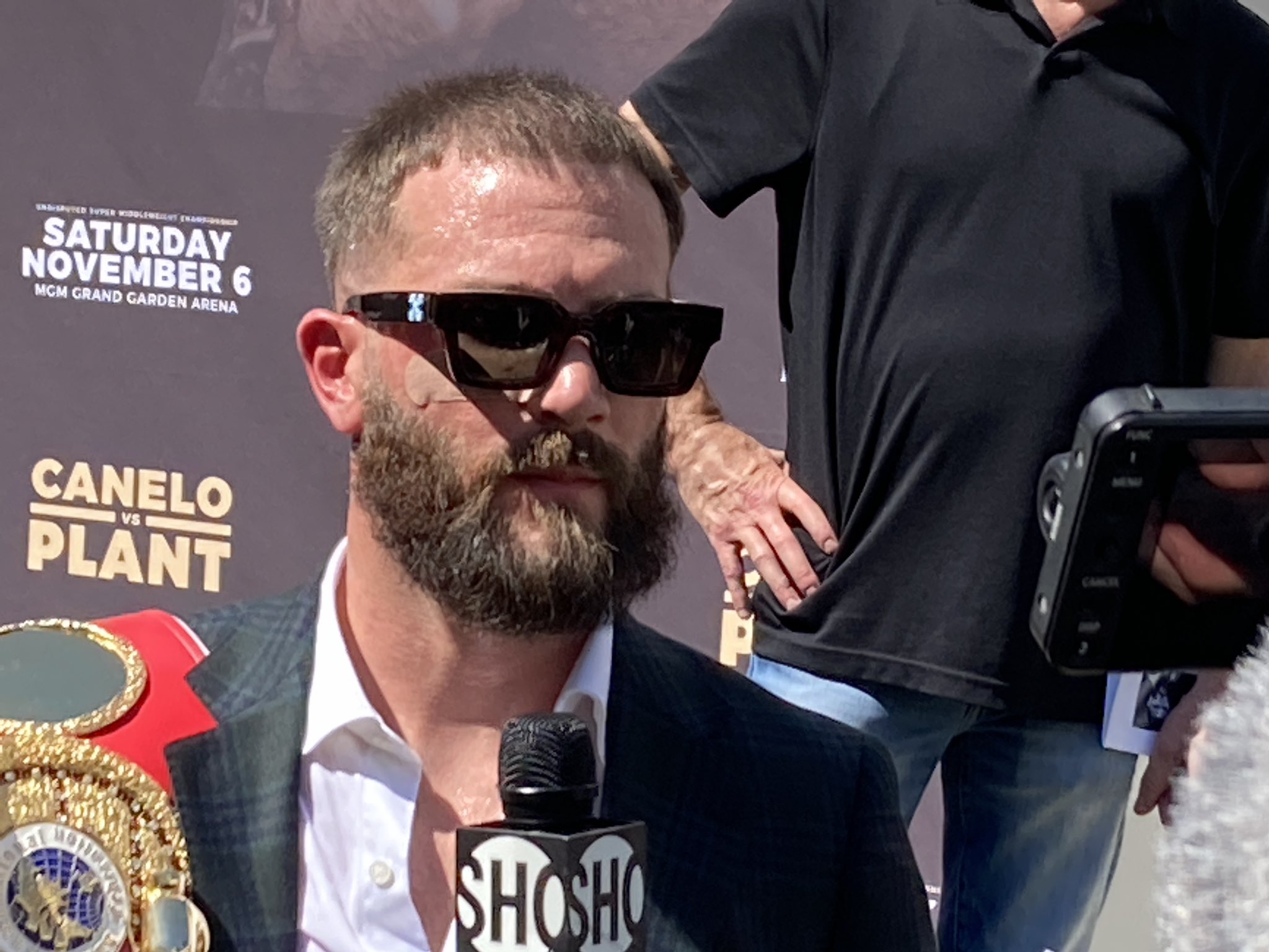 Greg Beacham on Twitter: "Caleb Plant has a bandage on the small cut under his right eye from ...