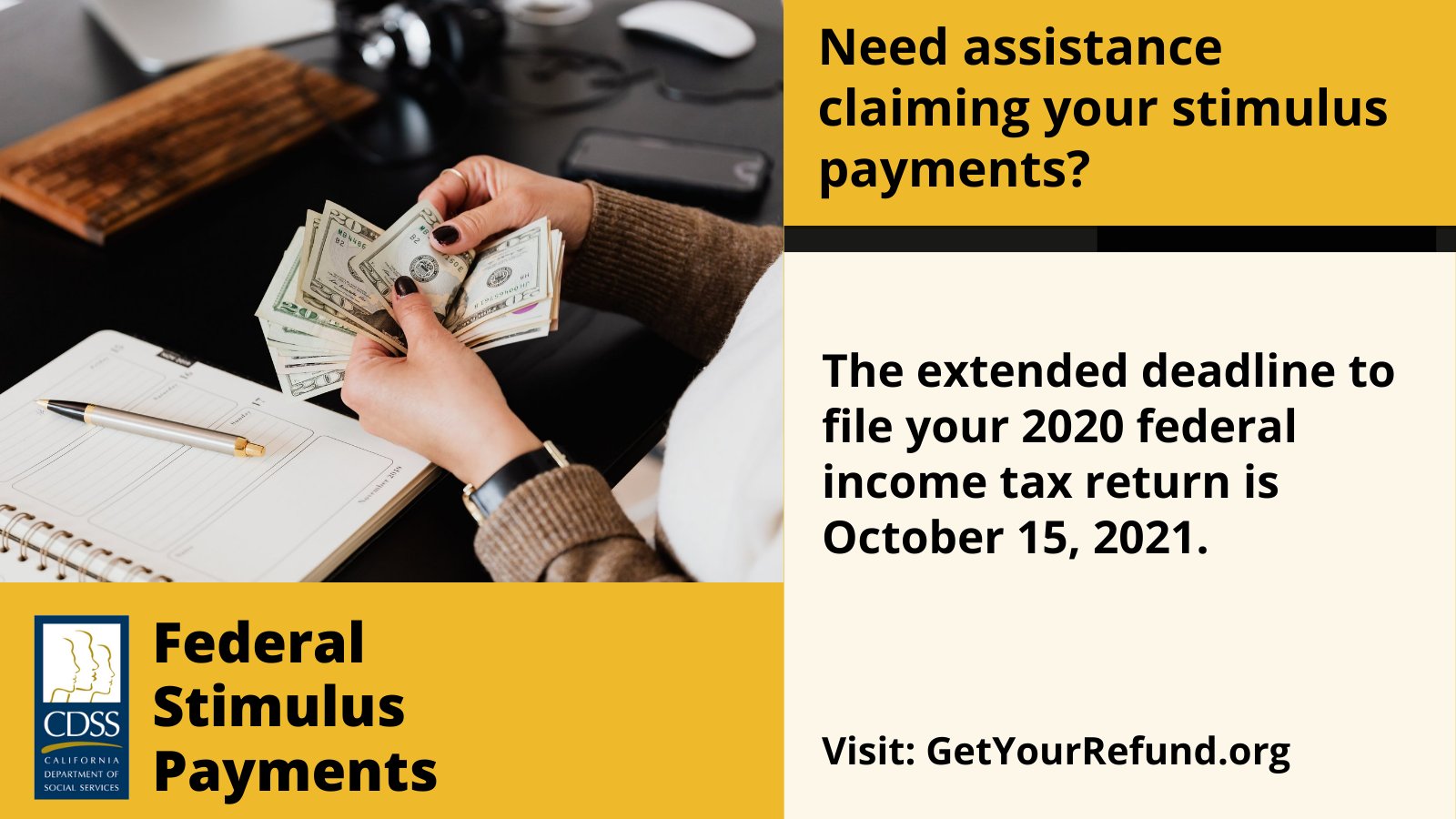 CDSS on Twitter: "Californians! Need assistance claiming your federal stimulus payments? The ...