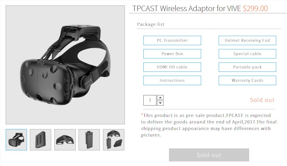 OSAKANA TARO on Twitter: "つか、HTC Viveをワイヤレス化する TPCAST Wireless Adaptor for VIVE $299 なんてのがあったのか ...