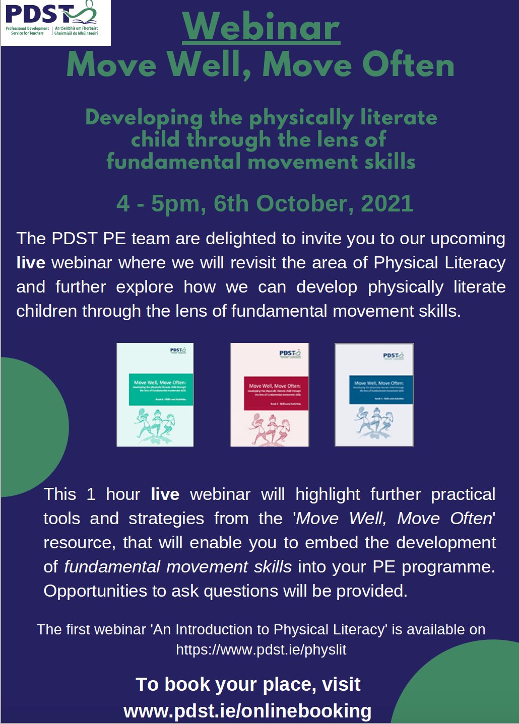 PDST on Twitter: "The @PDSTpe team will host the live webinar ‘Move Well Move Often’ on Wed 6 ...