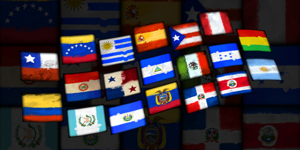 Spanish Speaking Countries Flags Collage