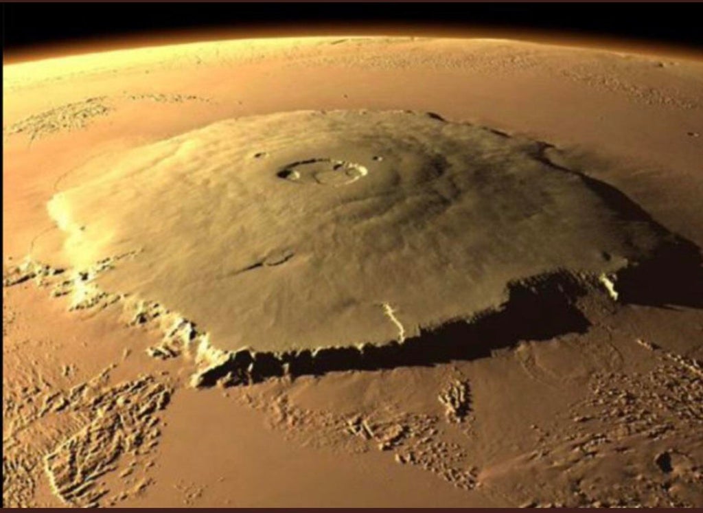 The biggest volcano in our solar system, Olympus Mons on Mars (h27km ...