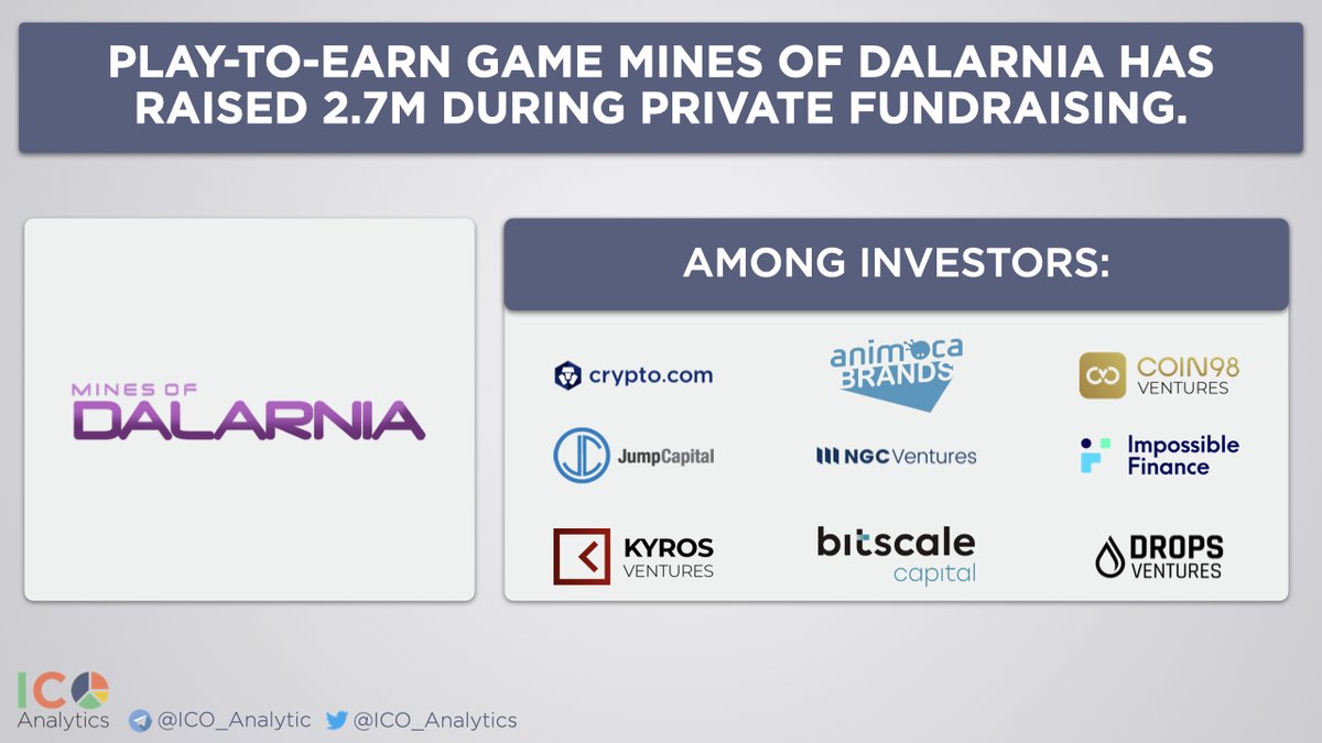 ICO Analytics on Twitter: "Play-to-earn game @MinesOfDalarnia has raised $2.7M during private ...
