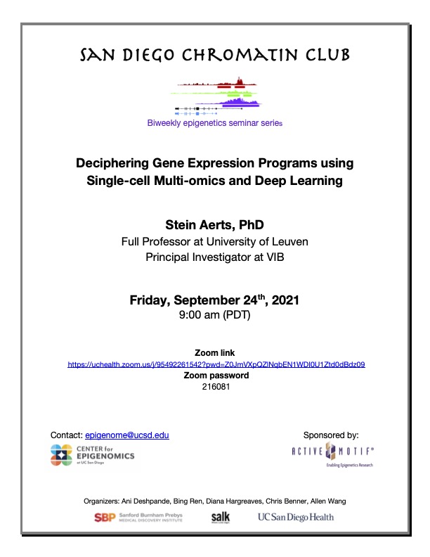 Center for Epigenomics @ UC San Diego on Twitter: "Join us this Friday (9/24) for virtual San ...