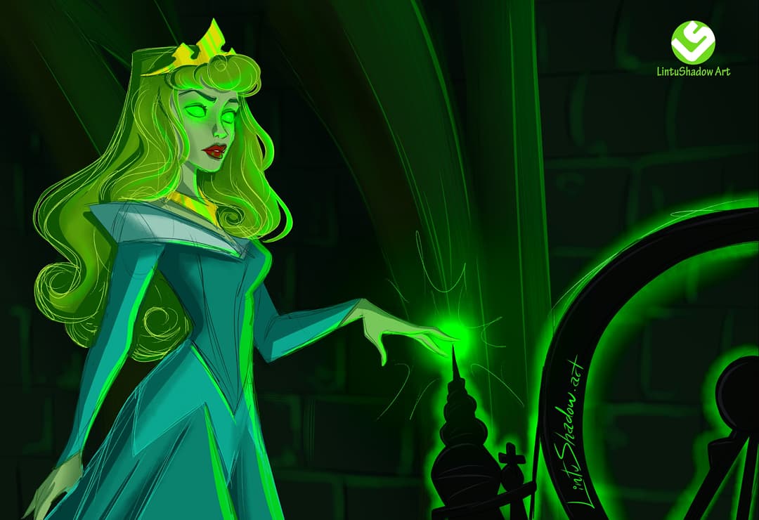Sleeping Beauty Spindle Drawing