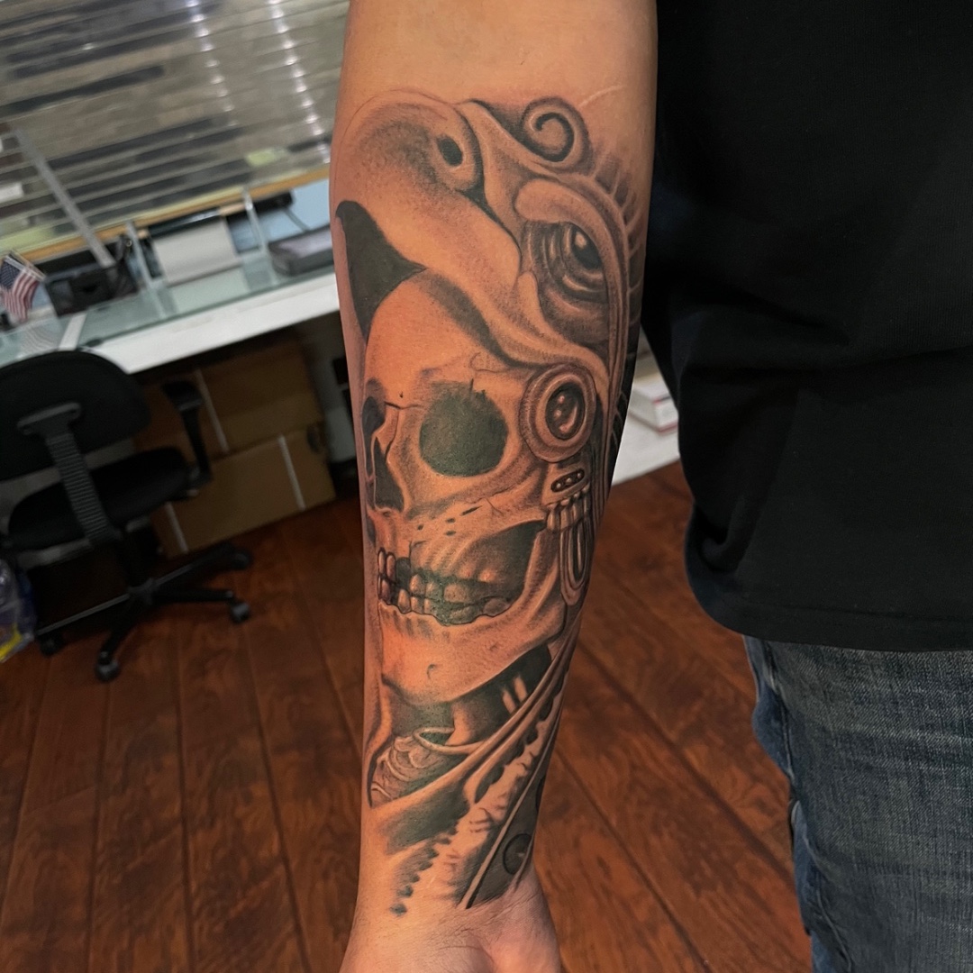 Aztec Skeleton Tattoo