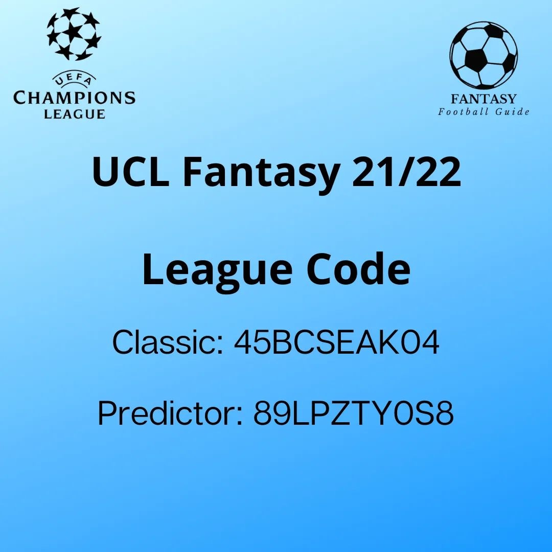 Fantasy Football Guide on Twitter: "Join our UCL Fantasy League. Fantasy league code: 45BCSEAK04 ...