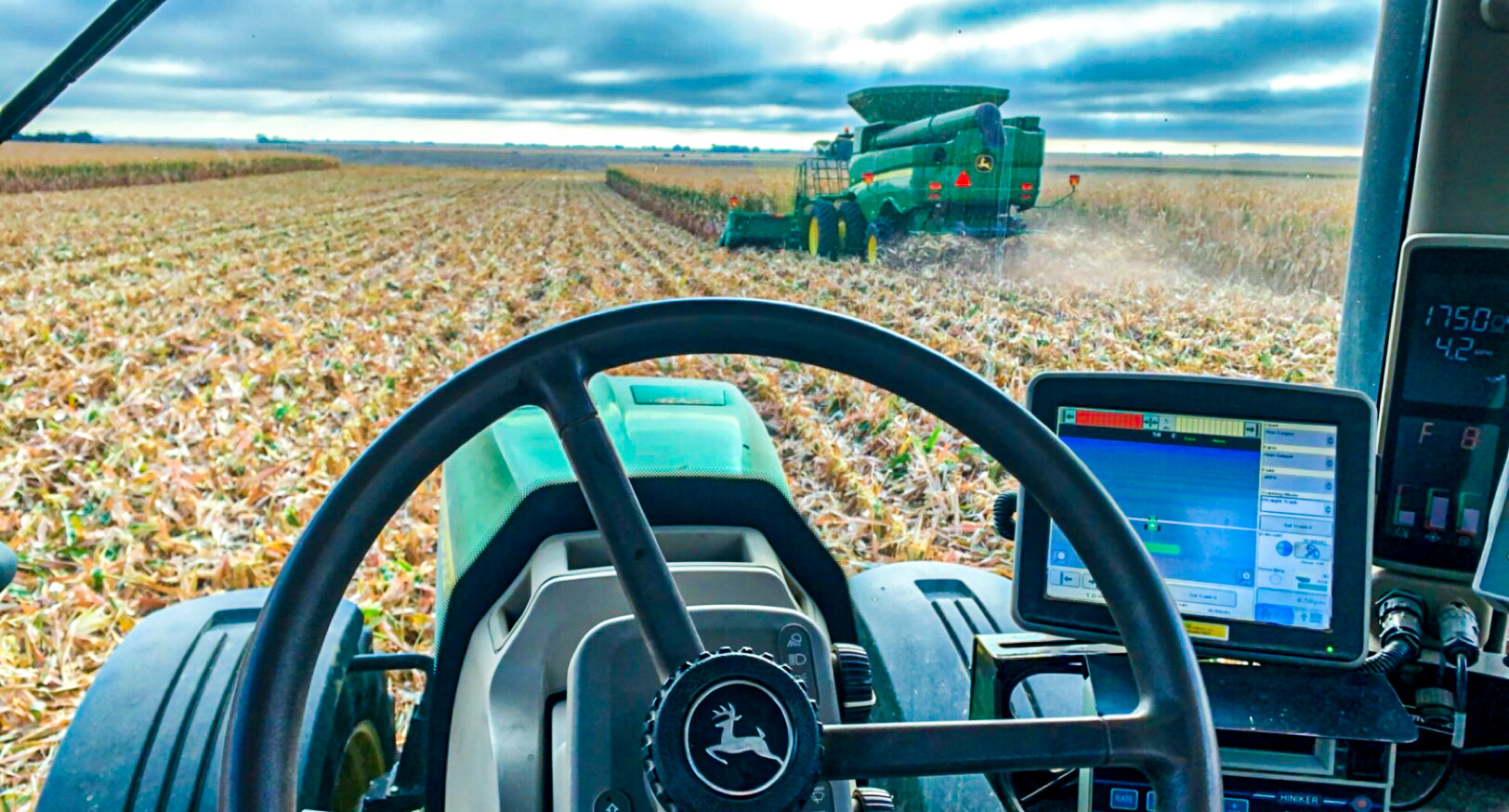 John Deere Combine Harvester Inside Cab