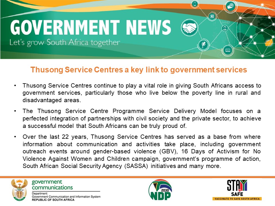 South African Government on Twitter: "Thusong Centres were introduced to improve livelihoods ...