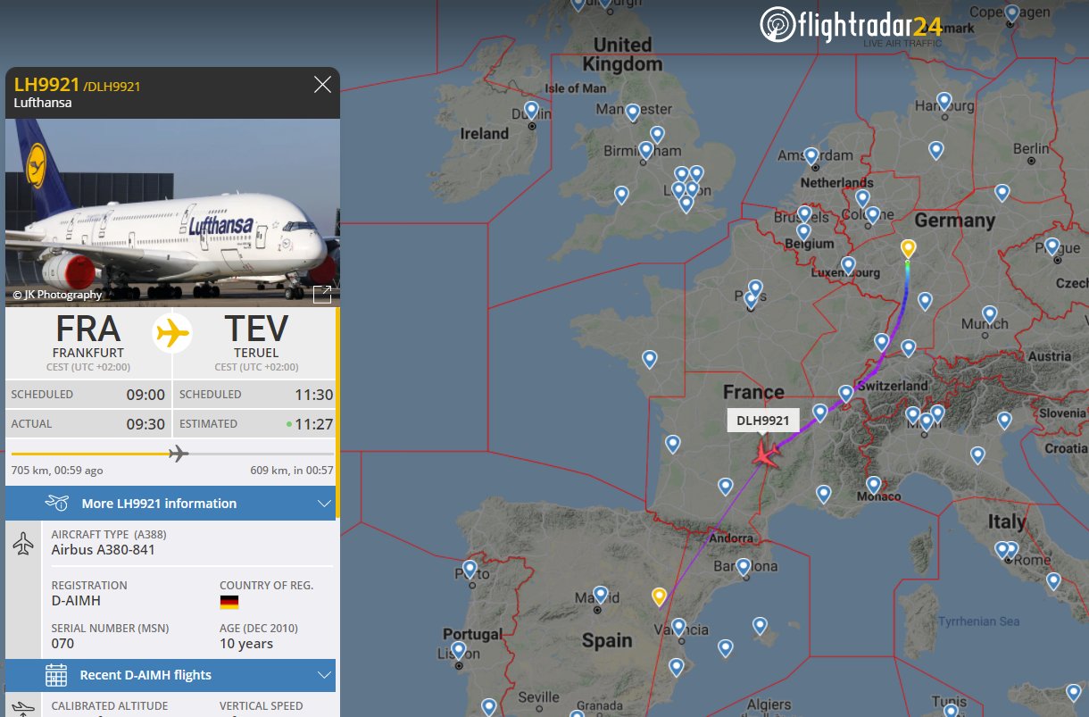 Flightradar24 on Twitter: "A Lufthansa A380 with registration D-AIMH is en route to ...