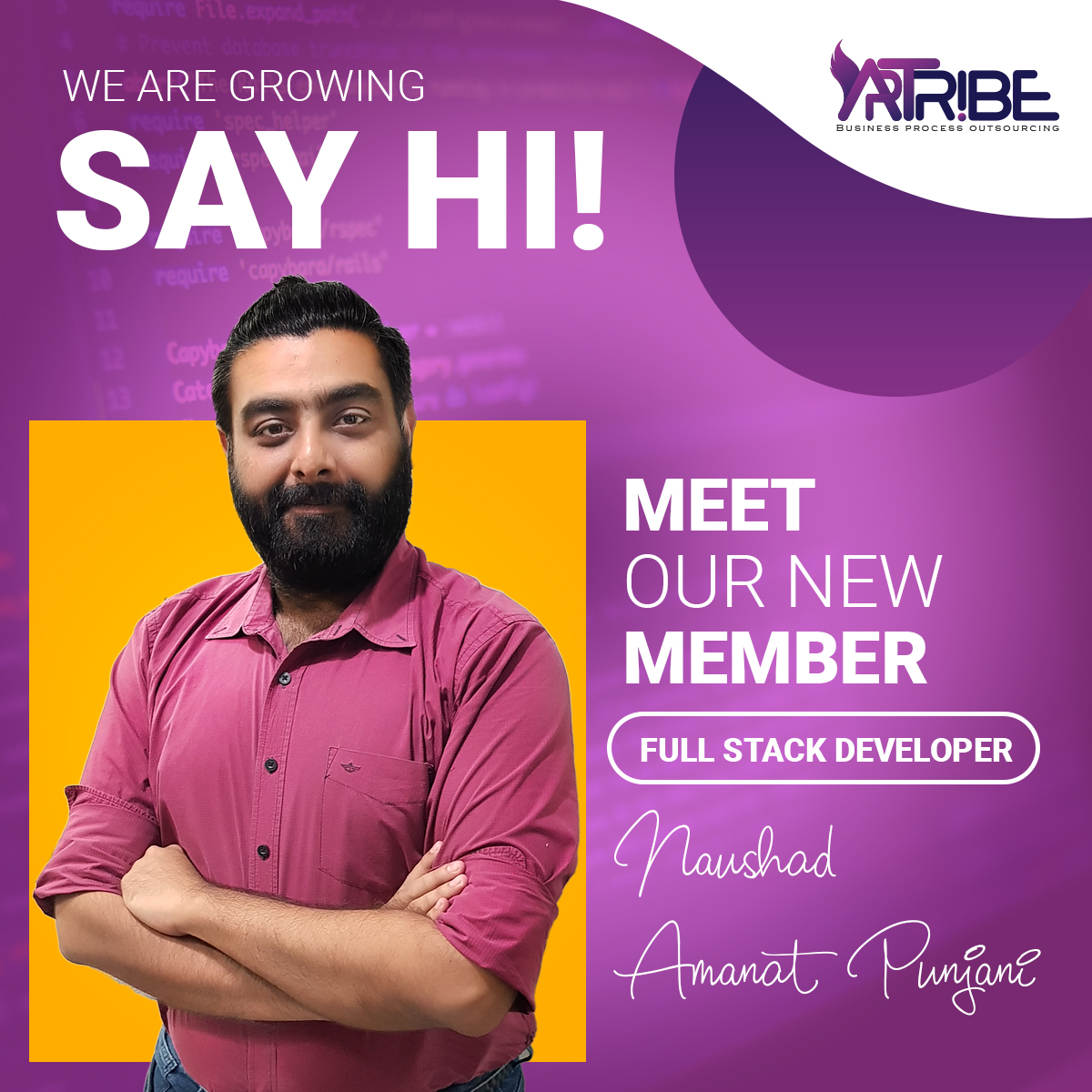Artribe BPO (Pvt.) Limited on Twitter: "Say Hi to Naushad! Join us in wishing Naushad a warm ...