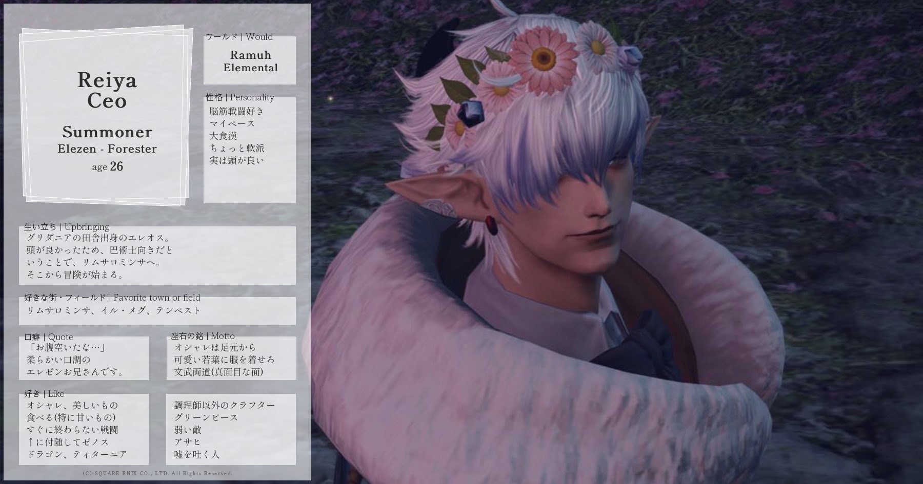 レイヤ社長☄️🜸Ramuh on Twitter: "#FF14 #FF14キャラクターカード #FF14うちのこ紹介カード https://t.co/n3yjN9HOoM うちのこの設定とか ...