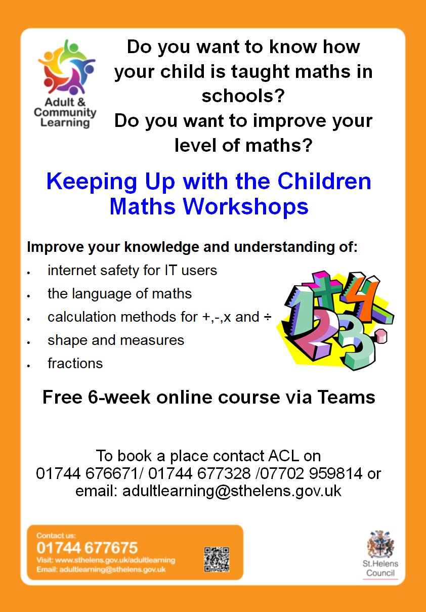 St Helens Adult and Community Learning on Twitter: st-helens-adult-and-community-learning-on-twitter-new-course-spaces-still-available-our-keeping-up-with-the-children-maths-and-english-free-online-courses-are-starting-soon-for-more-information-or