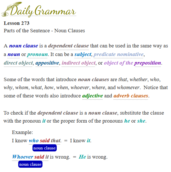 Noun Clause Examples