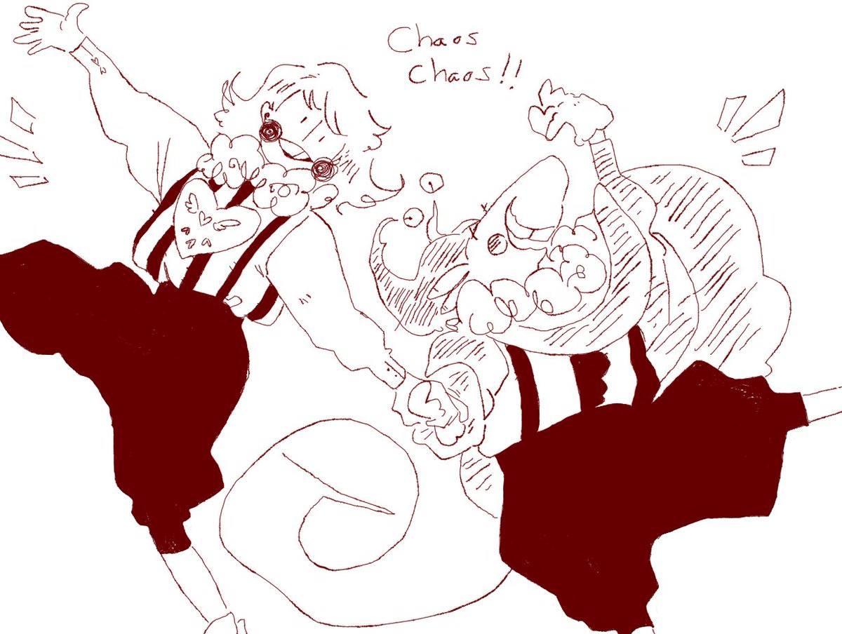 「drew a lot of chara hanging out with jevil(/gaster) 」futch zero with ...