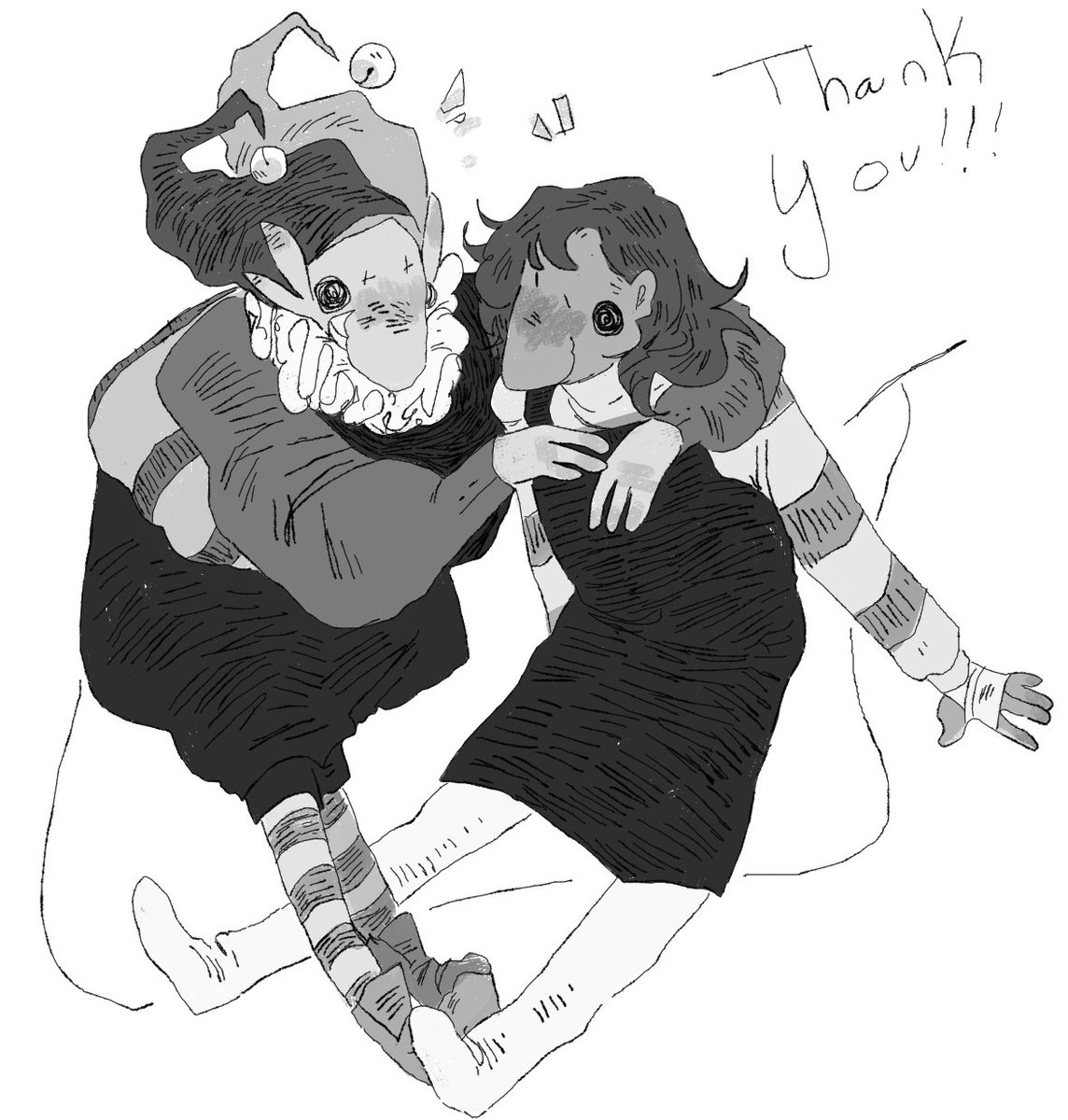 「drew a lot of chara hanging out with jevil(/gaster) 」futch zero with ...