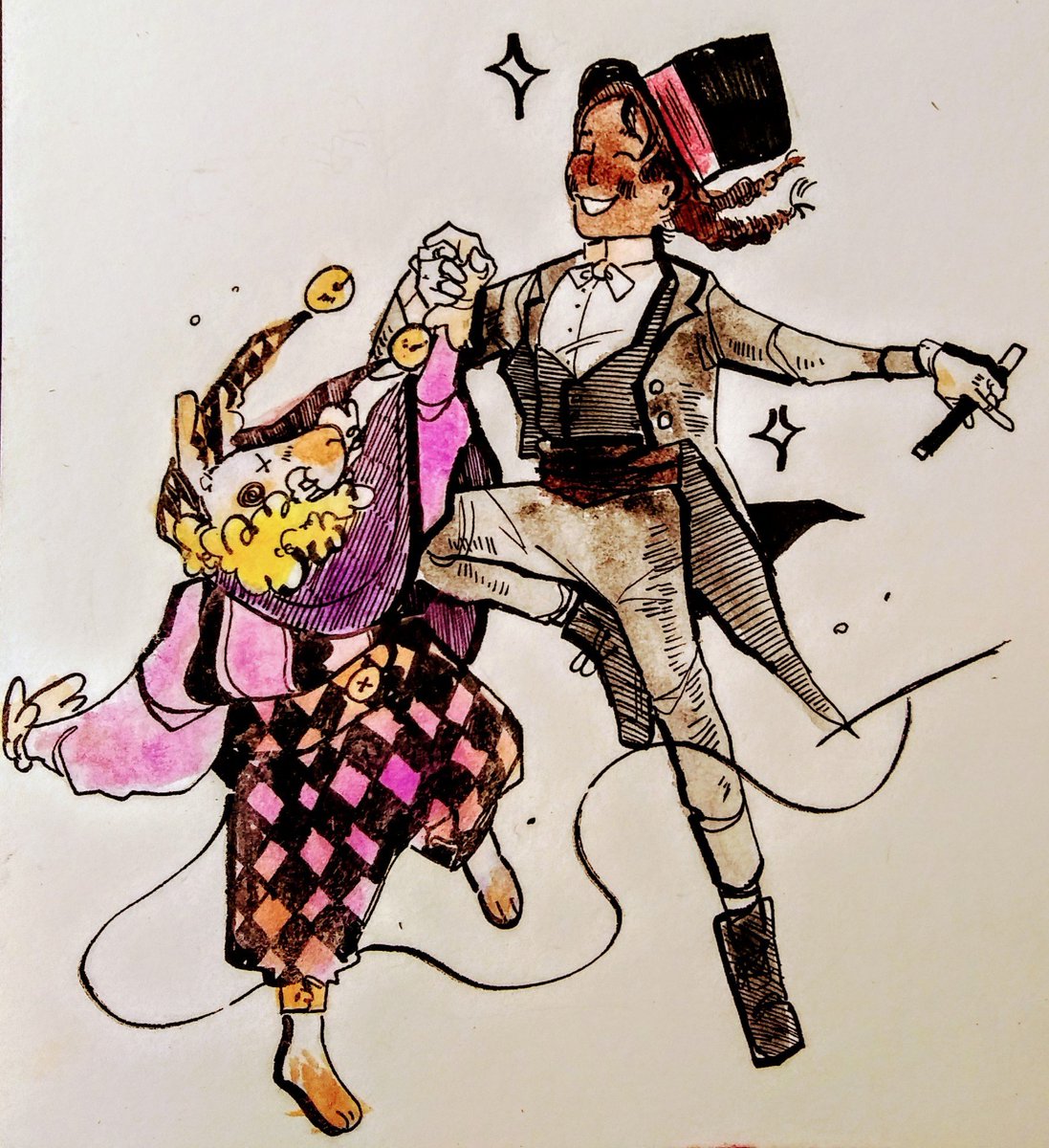 「drew a lot of chara hanging out with jevil(/gaster) 」futch zero with ...