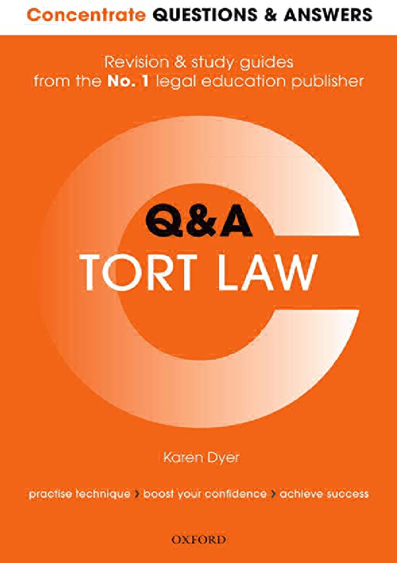 DOWNLOAD [PDF] Concentrate Questions and Answers Tort Law: Law Q&A Revision and Study Guide ...