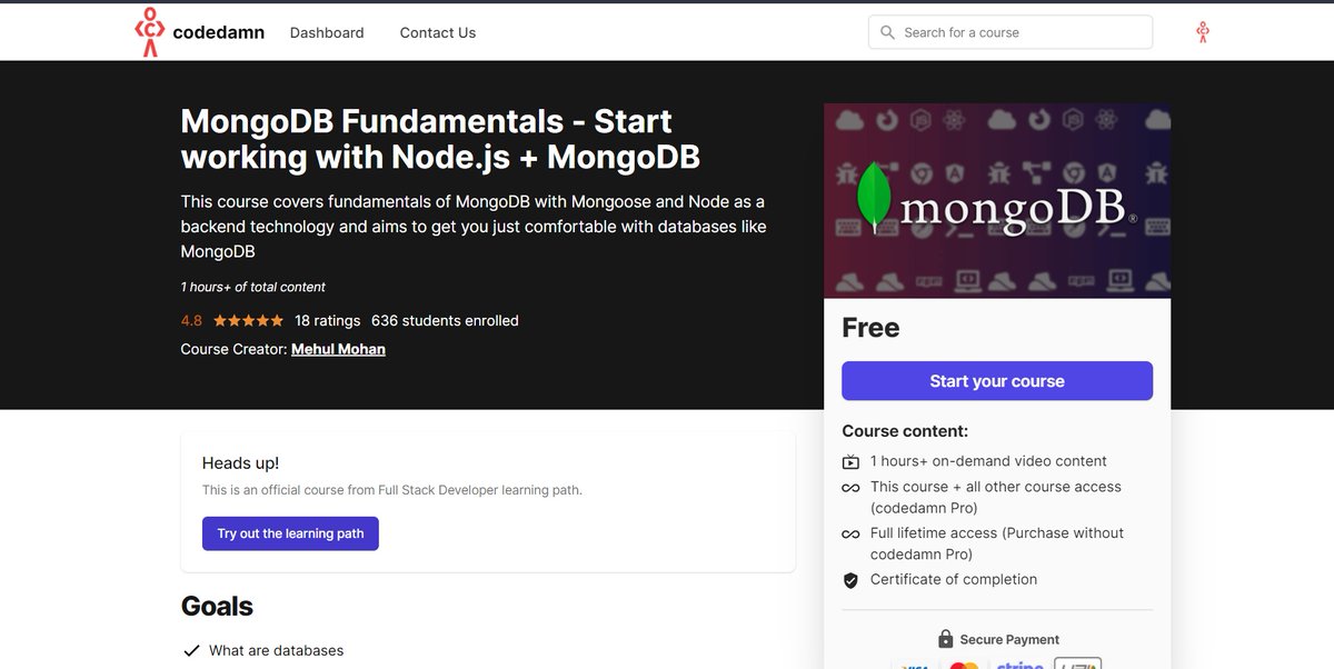 Backend Developement FREE course on codedamn check these out A thread 🧵👇 - Thread from codedamn ...