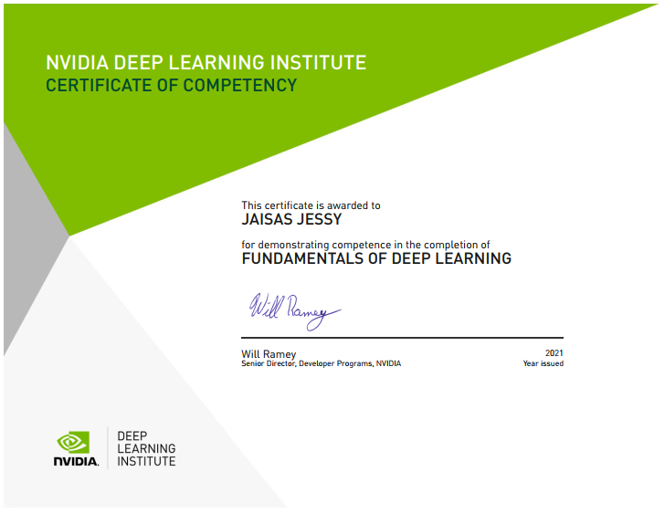 NITPY-CSE on Twitter: "Jaisas Jessy, 3rd Year, B. Tech., CSE has completed the @nvidia ...