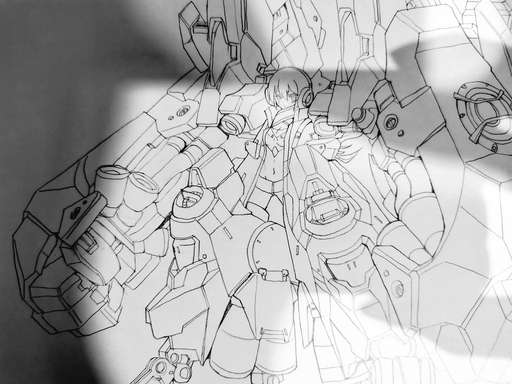 「就寝前のSkeb WIP🌛 線画と、オマケで描いてるフェイザー銃…ではなく、護身やワイヤー移動にも使える、万能インパク」an-chang@Skeb(Commission)の漫画