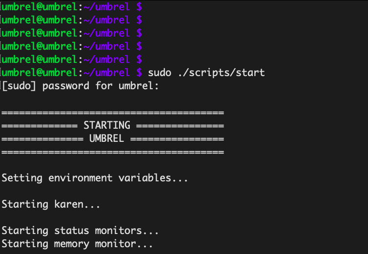 Keith Mukai on Twitter: "* Back on the Umbrel node, restart its services. ("karen"...? wut ...