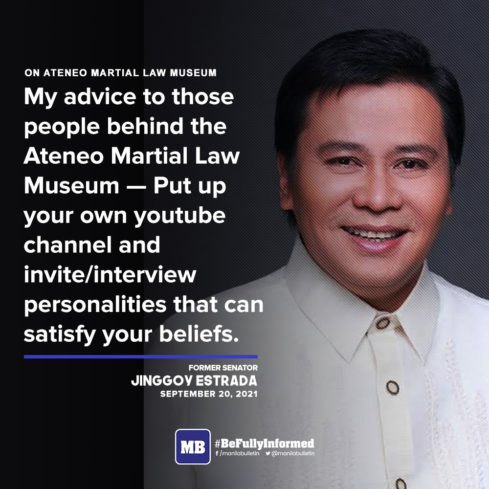 Manila Bulletin News on Twitter: "Ex-Senator Jinggoy Estrada slams Ateneo Martial Law Museum's ...