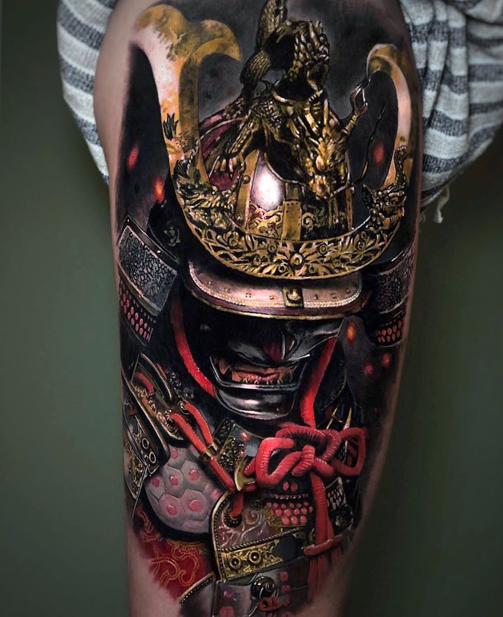 Samurai Helmet Color Tattoo