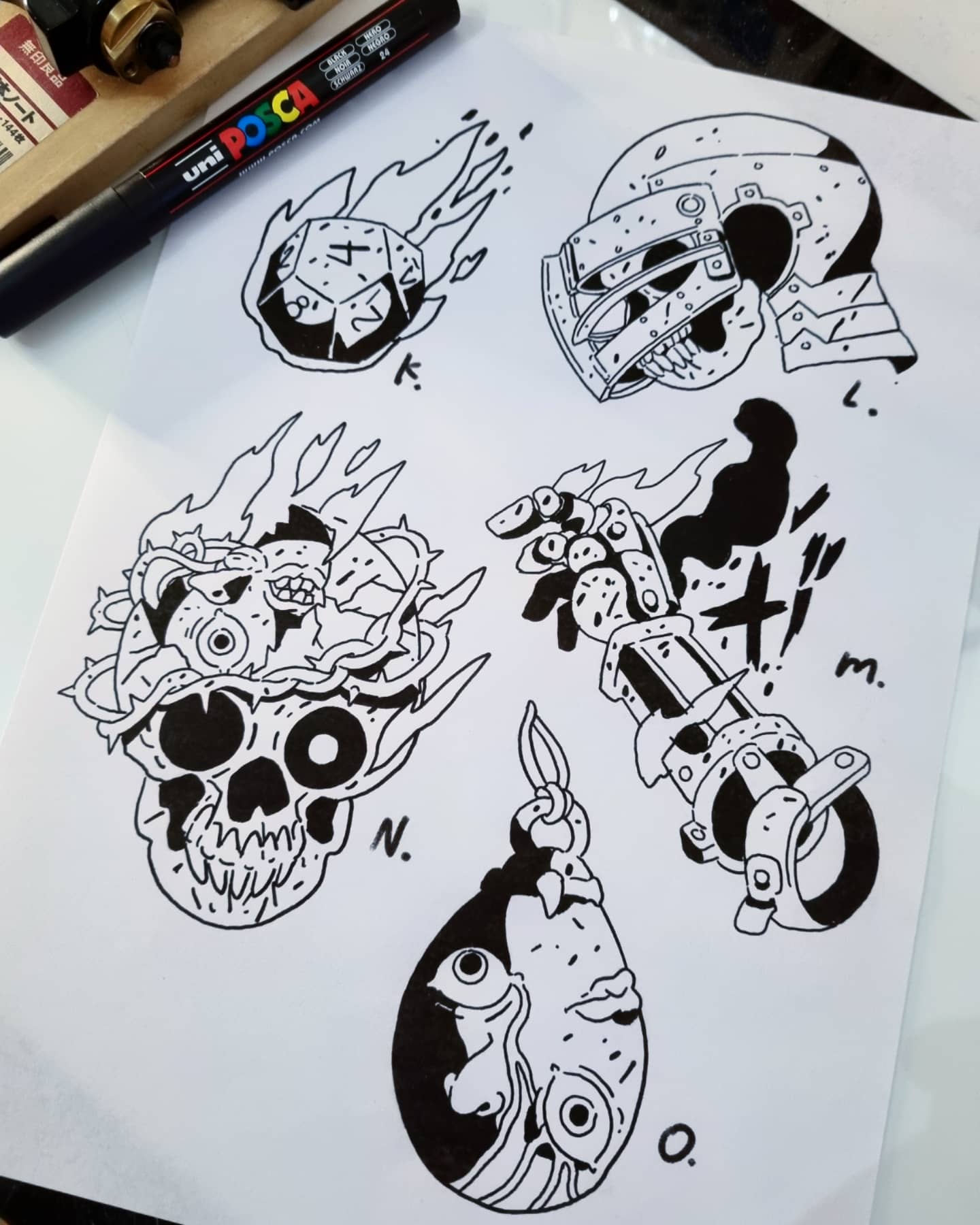 Neo Traditional Skull Tattoo Flash