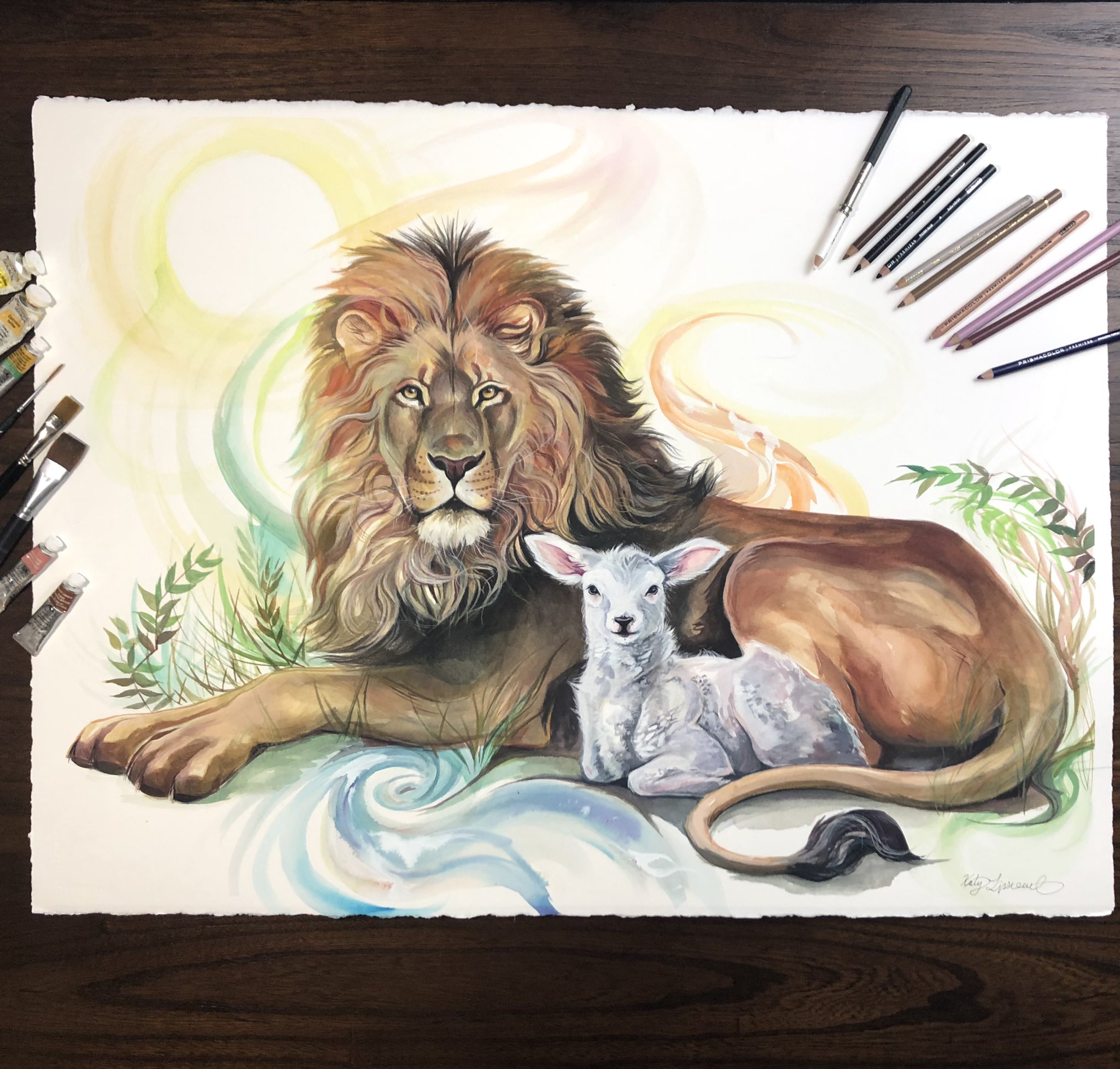 Lion And Lamb Painting