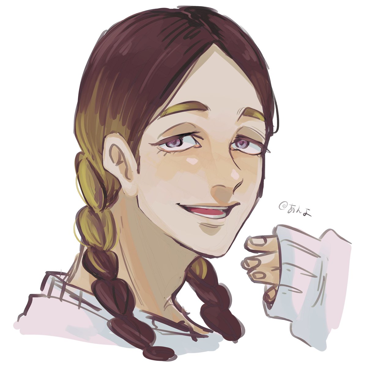 Solo Braid Twin Braids Brown Hair Portrait White Background 1girl