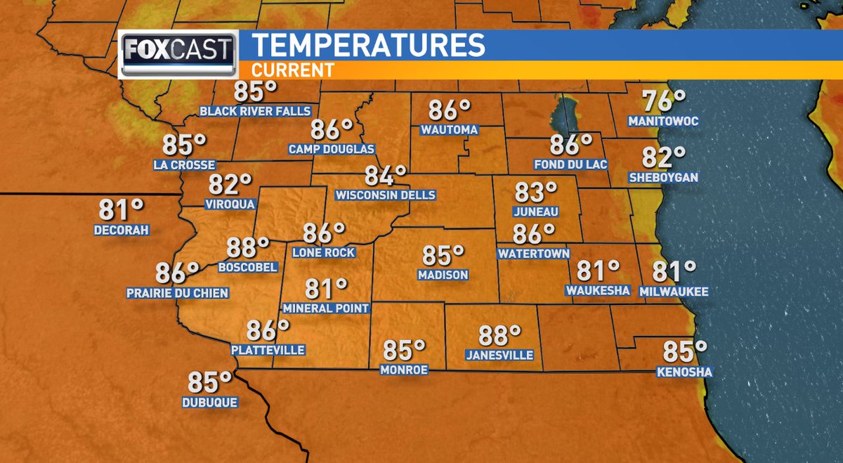 4 PM temperatures across southern Wisconsin. wiwx | FOX 47 Madison ...