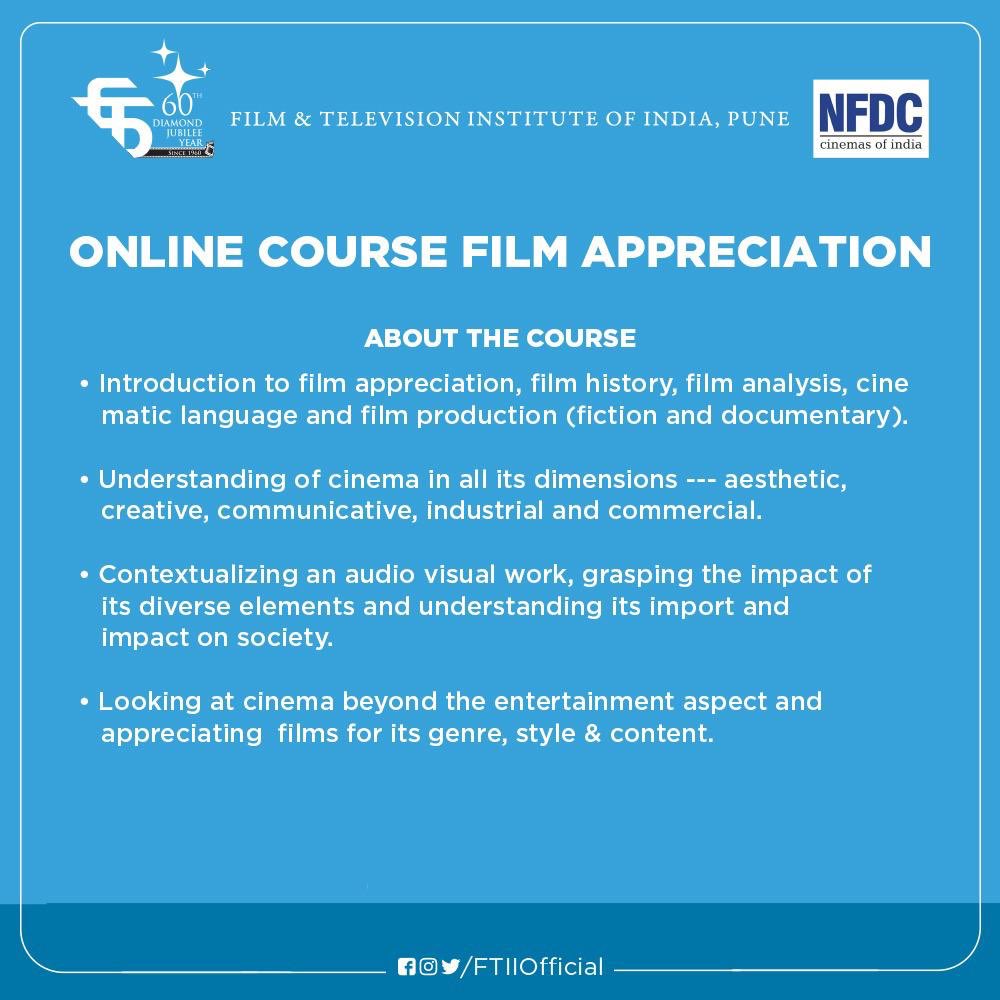 FTII on Twitter: "#FTII in association with @nfdcindia announces an Online Course in Film ...