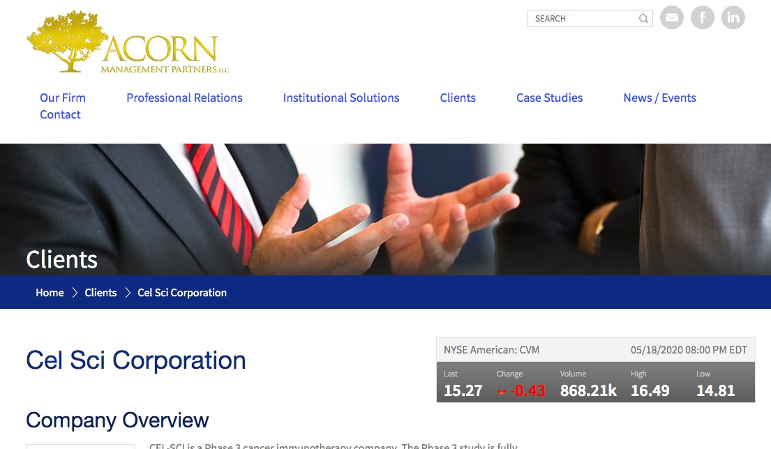 Acorn Asset Advisors and Acorn Management Partners share office space ...