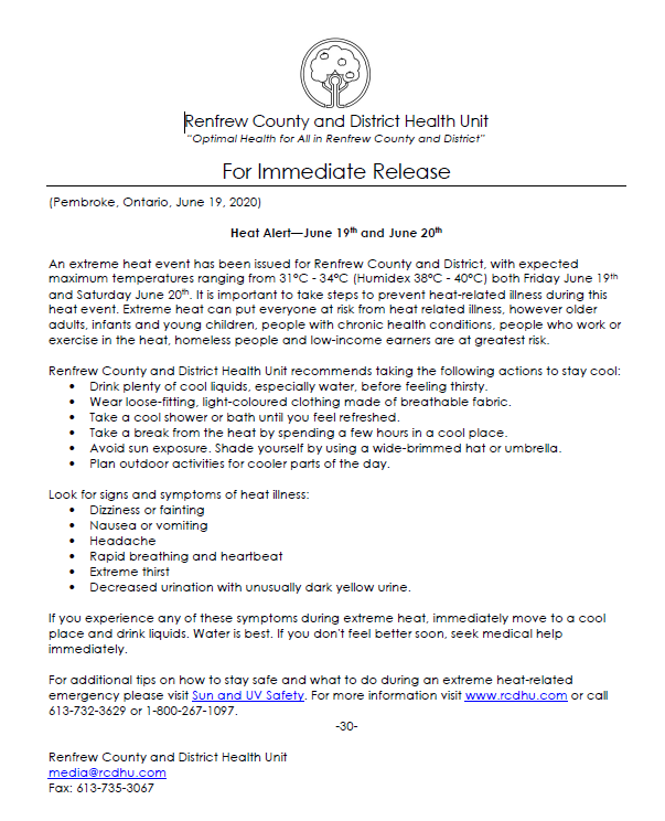 Renfrew County and District Health Unit | Optimal Health For All in ...