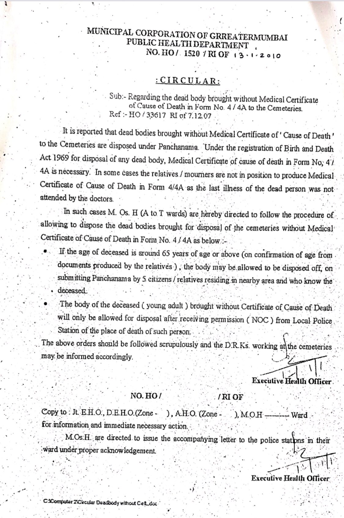 Body Disposal After Death