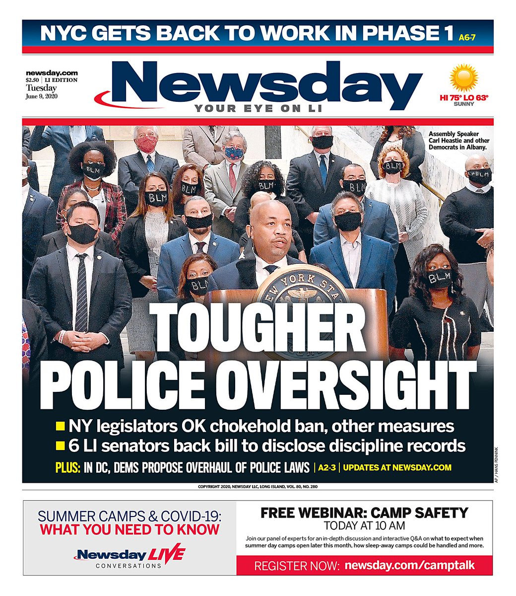 The top story on Newsday's Tuesday front page: All six Long Island ...