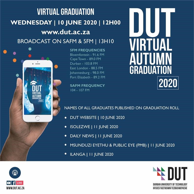 DUT will be hosting their Virtual Graduation Ceremony on Wednesday ...
