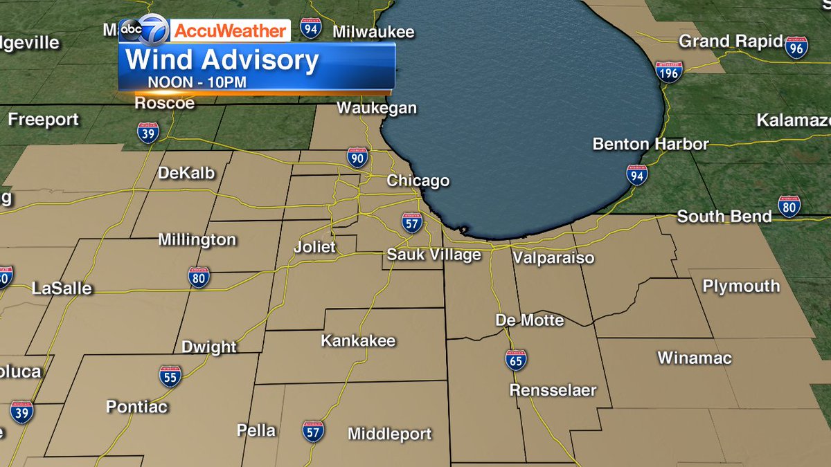 WIND ADVISORY will go into effect at noon for much of Northern Illinois ...