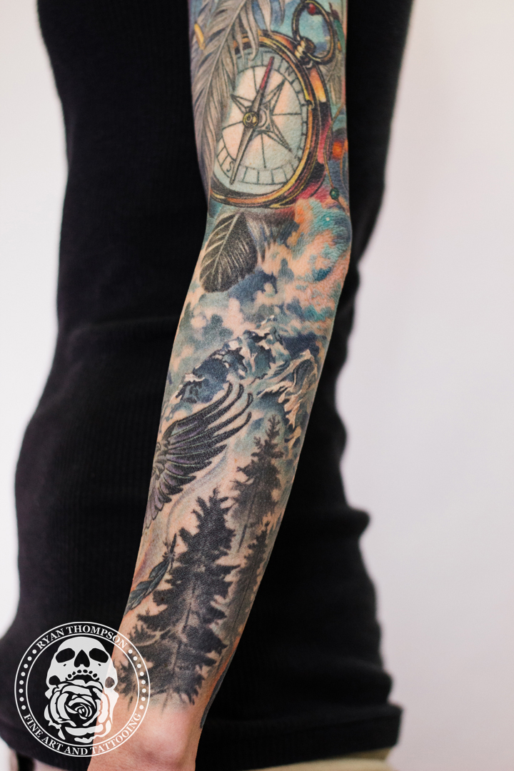 Compass Feather Tattoo