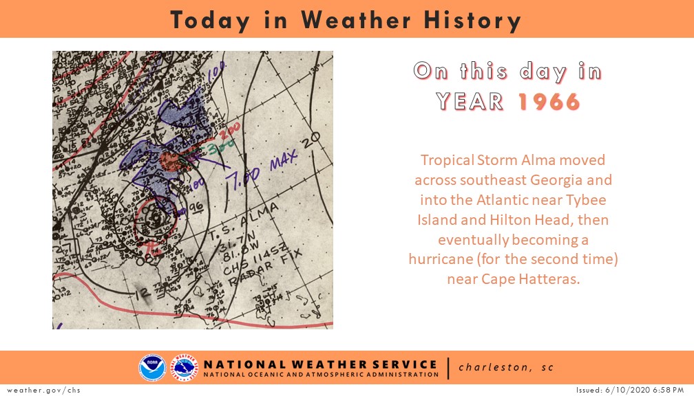 54 years ago today, Tropical Storm Alma was moving through southeast ...